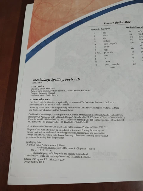 2 ABEKA VOCABULARY Spelling Poetry iii 6th Ed. Books 📚. $46.17 ...