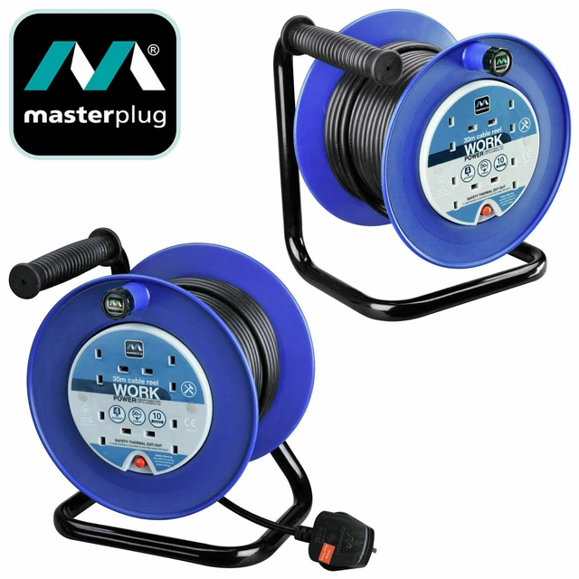 MASTERPLUG SOCKET CABLE Reel Extension Lead 4 Gang Cassette Electrical ...