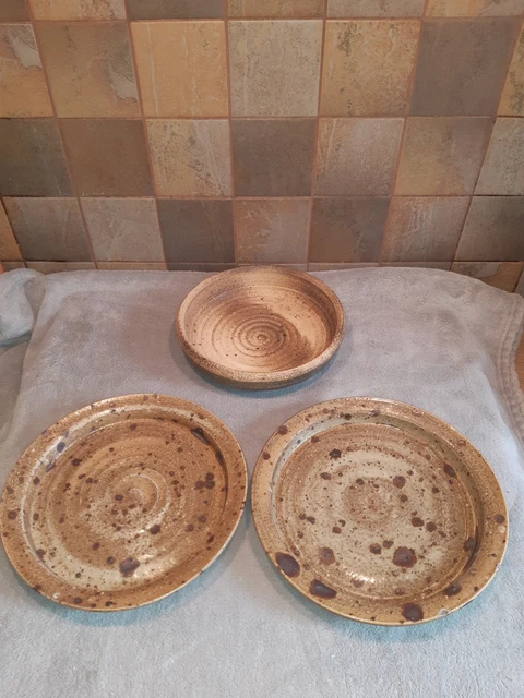 LOT OF 3 Antique Handmade Sandstone Plates £26.05 - PicClick UK