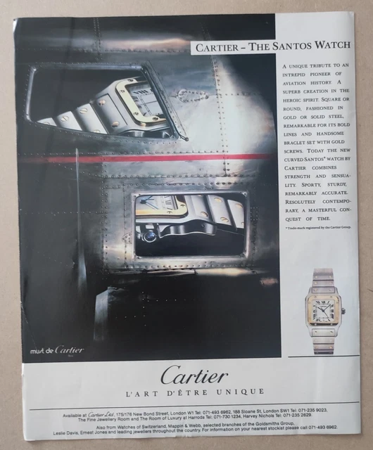 CARTIER THE SANTOS watch Original UK Press Advert 1991 £4.99 - PicClick UK