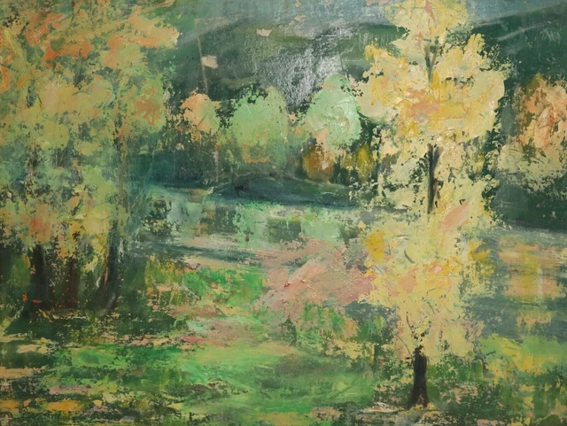 TABLEAU ANCIEN HUILE original paysage forestier EUR 269,51 - PicClick FR