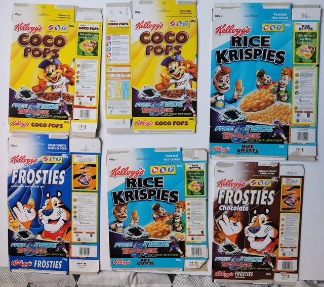 2002 KELLOGGS CEREAL Coco Pops Frosties etc Beyblade Attack Spinners ...