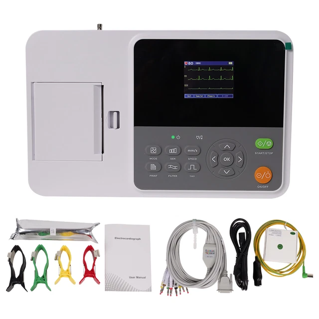DIGITAL 3 CHANNEL ECG Electrocardiograph Portable EKG Machine USB PC ...