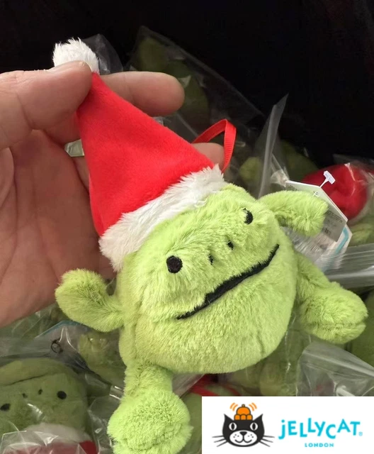 JELLYCAT CHRISTMAS RICKY Rain Frog Bauble Decoration With Hat NWT Dust ...