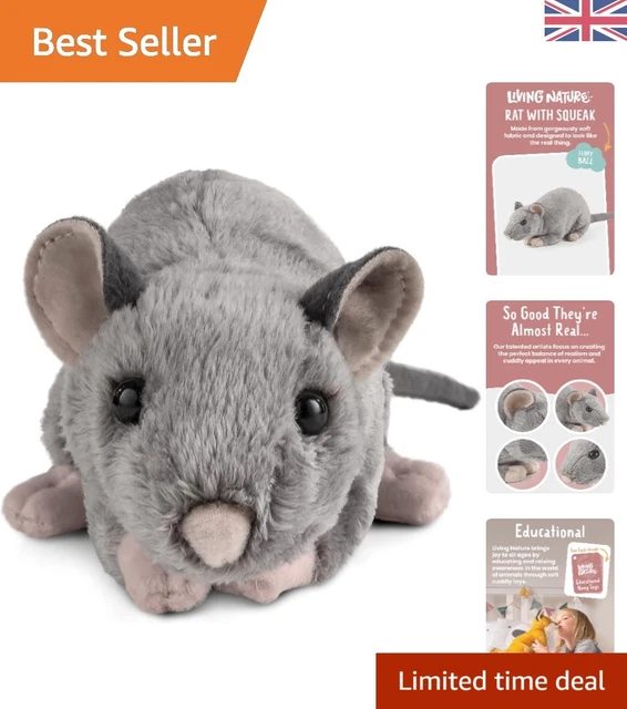 INTERACTIVE GREY RAT Plush with Squeak - Realistic Toy for Learning and ...