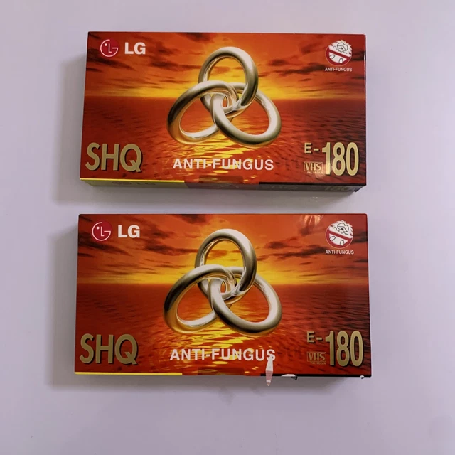 2 × LG SHQ Anti-Fungus Blank Video Cassette Tape VHS E-180 *New Sealed ...