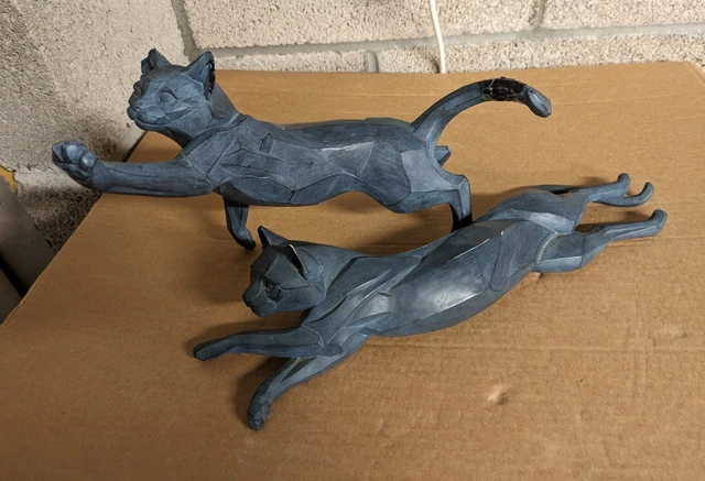 BORDER FINE ARTS Cubist Cats Laying Back & Dancing Cat Sculpture ...