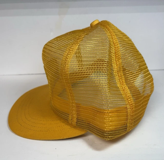 TRUCKERS HAT YELLOW Mesh Vintage Bass Fish Patch Large X-Large ...