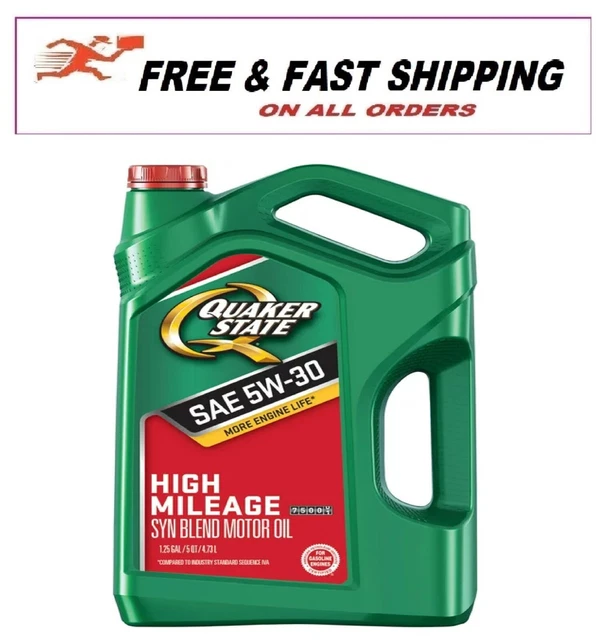QUAKER STATE HIGH Mileage 5W-30 Synthetic Blend Motor Oil for Vehicles ...