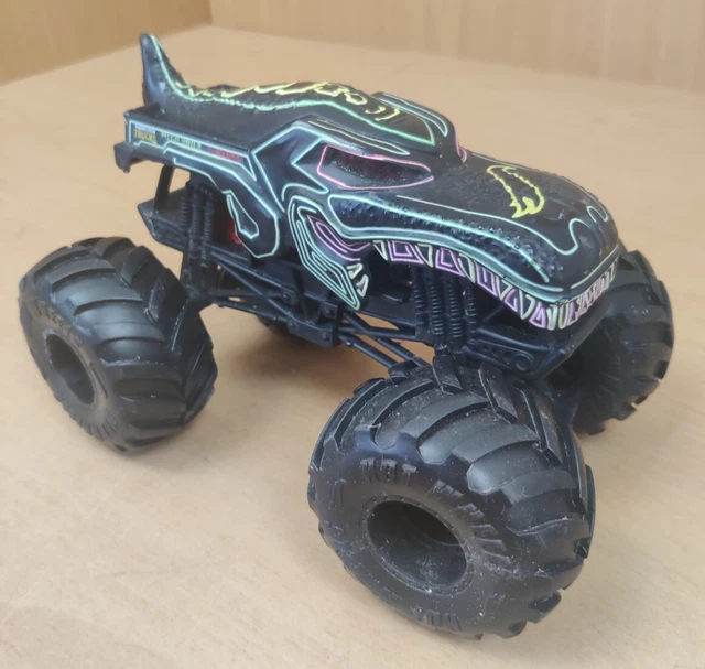 HOT WHEELS MONSTER Truck Oversized Mega Wrex Black Neon 1:24 Scale £9. ...