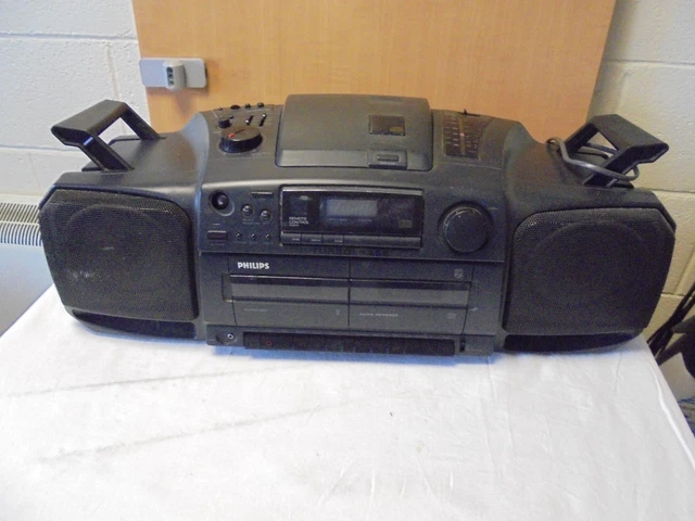 PHILIPS AZ8404 TWIN CASSETTE,RADIO, CD, BOOMBOX / GHETTO BLASTER 1980s ...