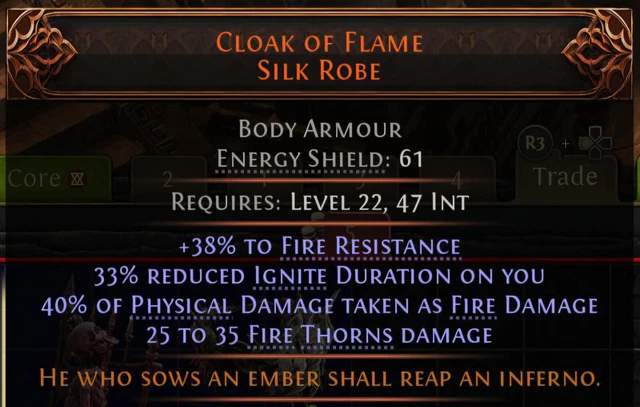 PATH OF EXILE 2 - Cloak Of Flame - Unique Body Armor - LvL 22 EUR 1,00 - PicClick IT