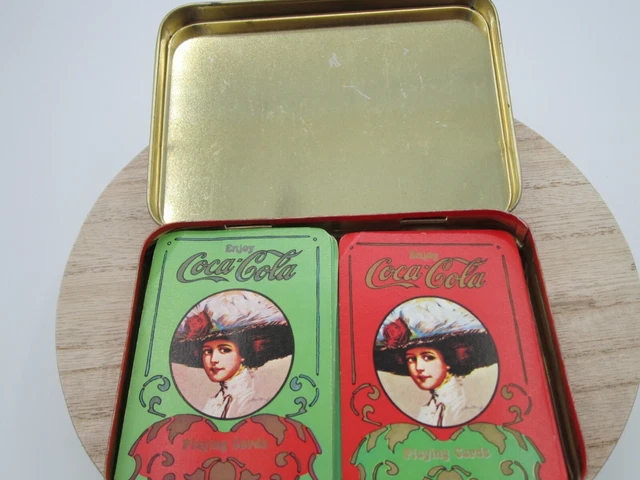 VINTAGE CLASSIC OLD Fashioned Coca Cola Tin Playing Card Box Set Sealed ...