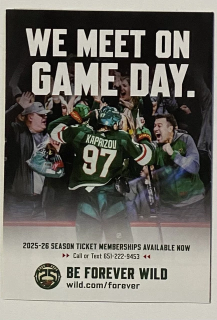 2025-2026 MINNESOTA WILD Schedule 🏒 NHL Hockey Sked COOL SUMMER SKED $2 ...