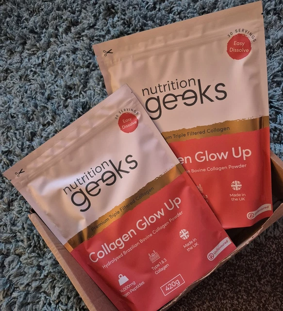 NUTRITION GEEKS COLLAGEN Glow Up Powder 14000mg, 420g, 60 Servings X 2 ...
