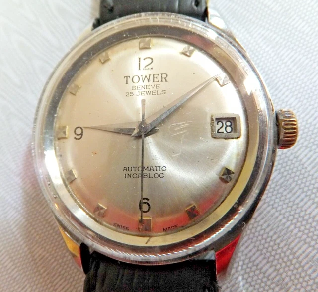 TOWER AUTOMATIC STAINLESS-STEEL Watch - Good Working Order £29.00 ...