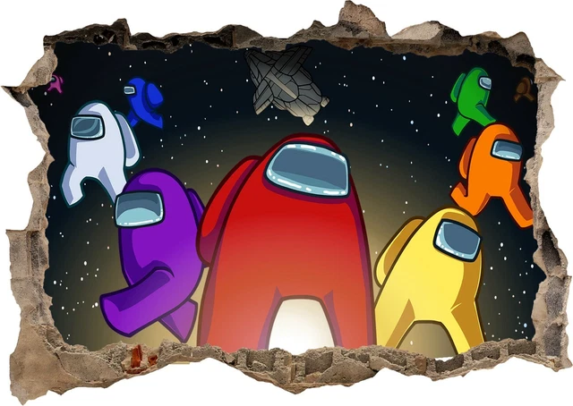 AMONG US IMPOSTOR Kids Smashed 3D Wall Sticker Poster Decal Mural Room ...