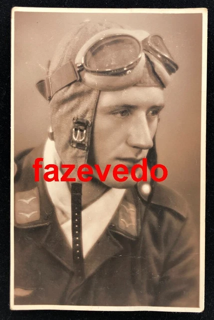WW2 GERMAN LUFTWAFFE Aviator Portrait Photo Pilot Aviation Helmet ...