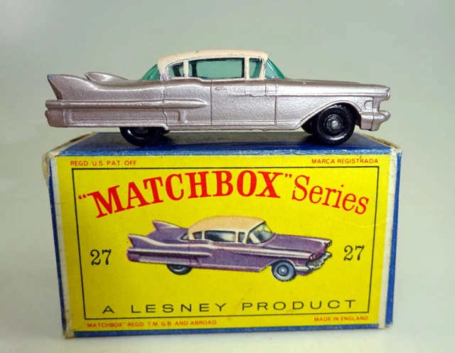 MATCHBOX RW 27C Cadillac 60 Special lilametallic rare schwarze Räder in ...