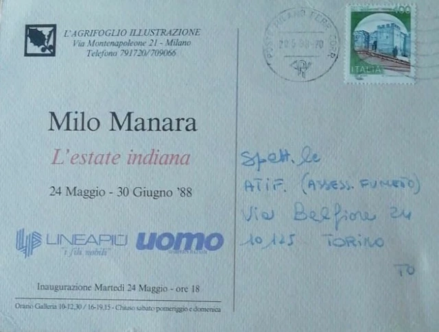 FIRMA ORIGINALE DI MILO MANARA su invito Mostra 1988 EUR 260,00 ...