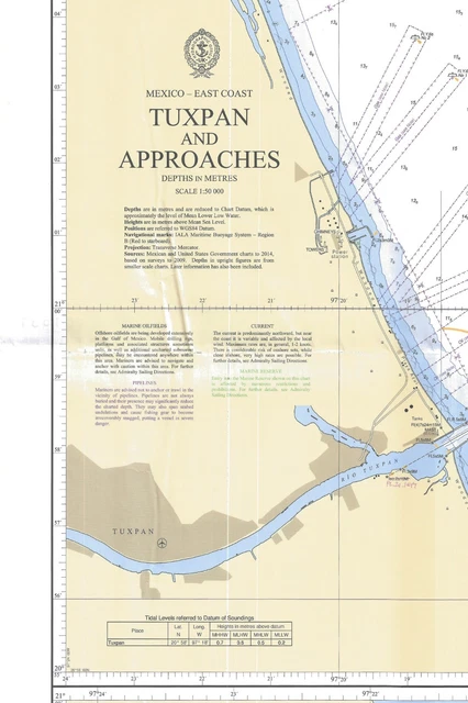 CARTE MARITIME NAUTIQUE Des Approches De Tuxpan Côte Est Du Mexique EUR ...