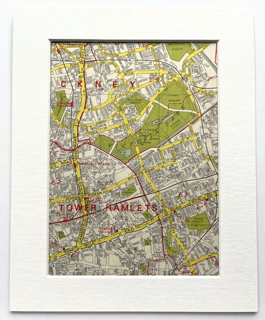 VINTAGE 1960S LONDON Map - Mounted - HACKNEY, STEPNEY, BETHNAL GREEN ...