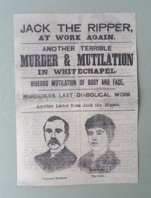 JACK THE RIPPER ~ MURDER IN WHITECHAPEL LEAFLET (4 x Pages) HANDED TO ...