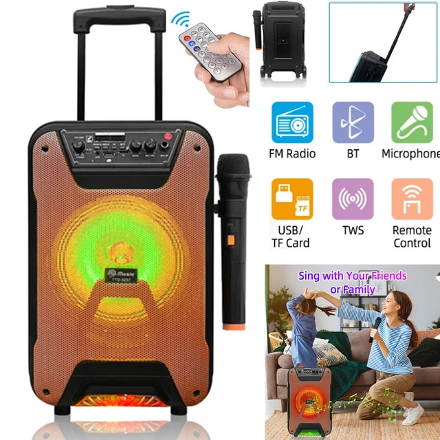 8'' BLUETOOTH WIRELESS Speaker Party Portable Trolley Subwoofer Karaoke w/Mic FM £34.19 ...