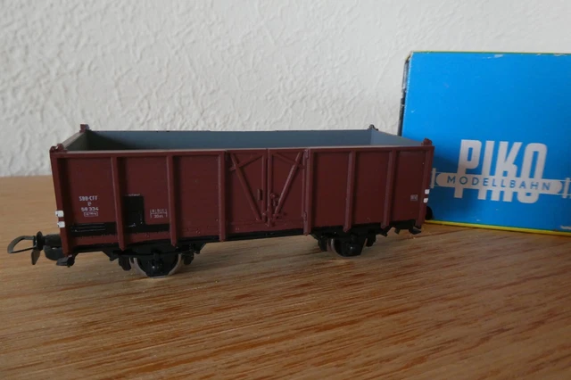 PIKO MODELLBAHN H0, braun, offener Güterwagen, Vintage, Nr. 5/6443-17 ...
