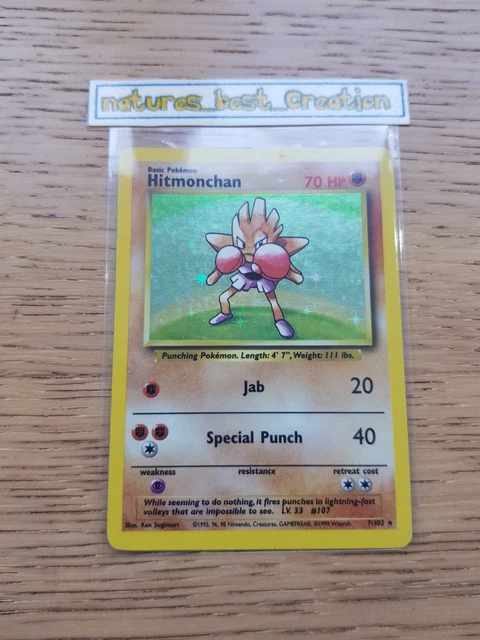 EX CONDITION HITMONCHAN 7/102 Holo/Shiny Pokemon Card, Base Set Rare ...