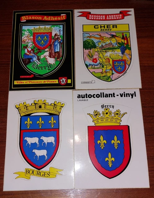 BLASON BERRY, ECUSSON ADHESIF sur carte postale lot de 4 EUR 8,00 ...