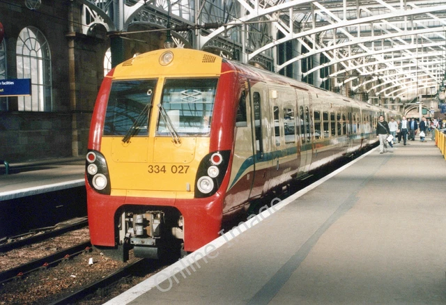 RAILWAY PHOTO 12X8 Class 334 EMU 334027 Glasgow Central 13/3/02 £6.00 ...