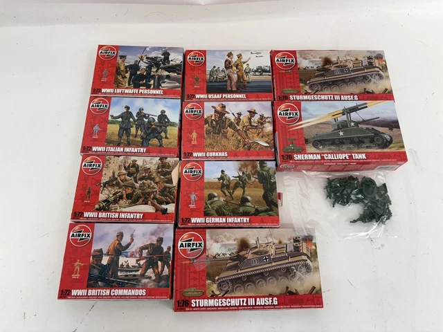 AIRFIX ARMY BUNDLE Personnel Tanks WW2 British Gurkhas German Sherman £ ...