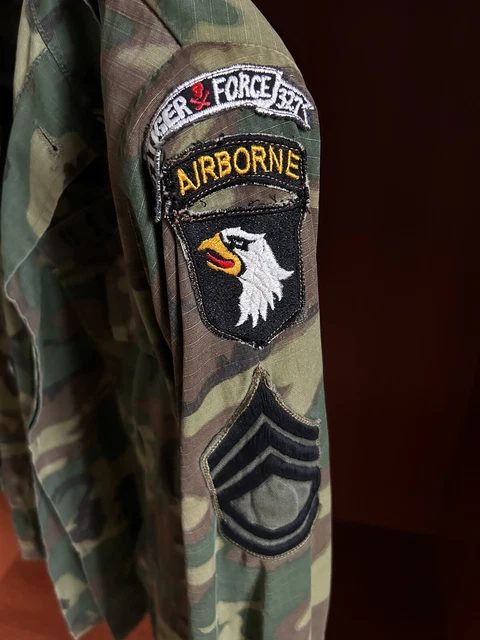 US ARMY CAMO Jacket Vietnam War Tiger Force 327 101 Airborne Division ...