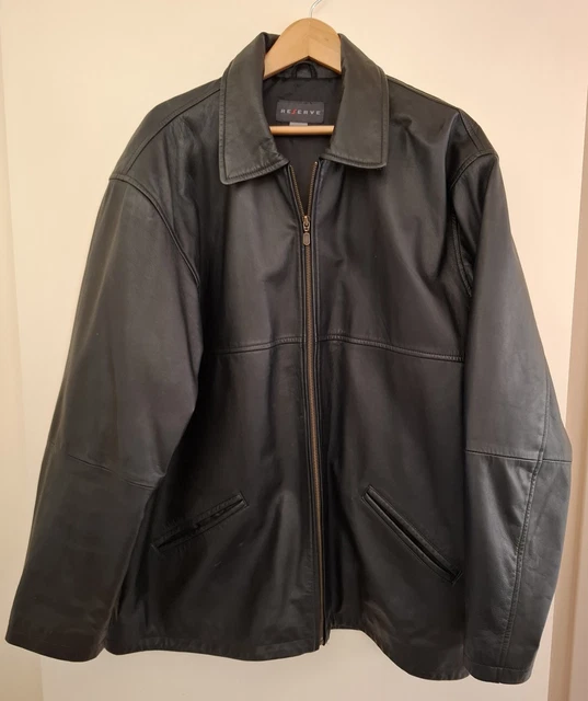 RESERVE (MYER) MENS Xxl Black Genuine Leather Zip Jacket $79.99 ...