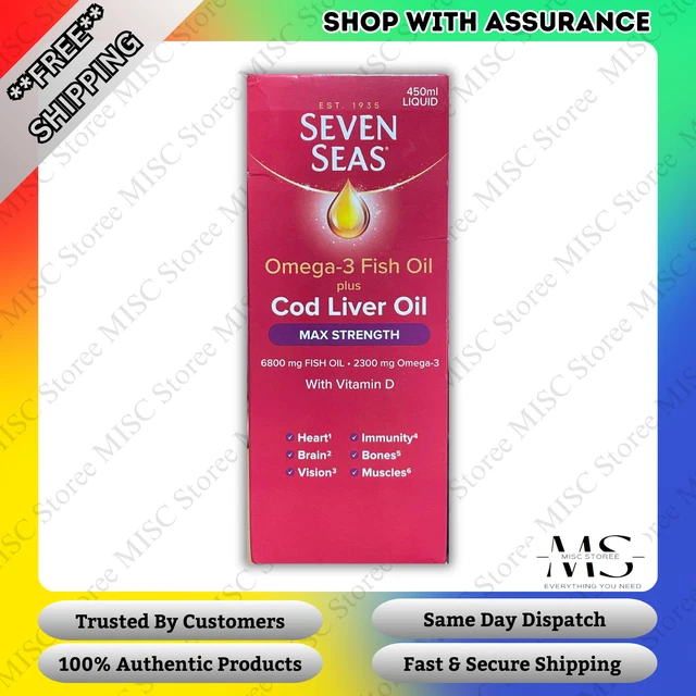 SEVEN SEAS COD Liver Oil Maximum Strength Cod Liver Oil Liquid 450ml ...