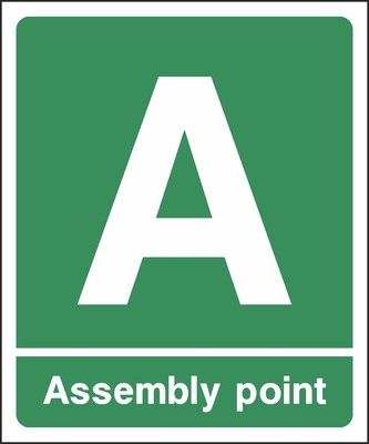 FIRE ASSEMBLY POINT Stickers Signs (V6EMER0082). Emergency Escape Build ...