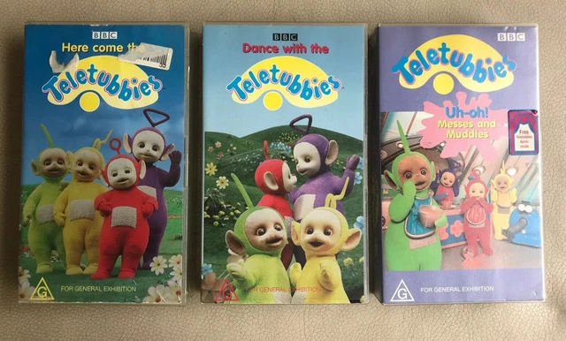 3 TELETUBBIES VHS PAL Videos HERE COME THE TELETUBBIES, DANCE WITH, UH ...