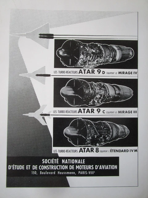 1961 PUB SNECMA Engine Aviation Aircraft Engine Atar 9 Mirage Original ...