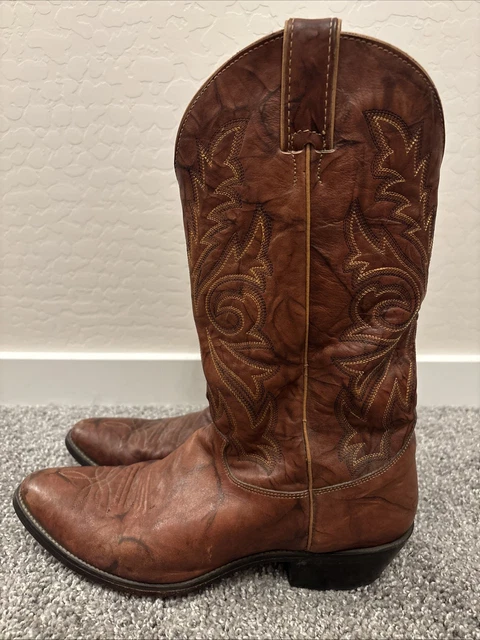 JUSTIN MEN’S ELMER Western Cowboy Boots Size 11.5D Brown Leather £107. ...