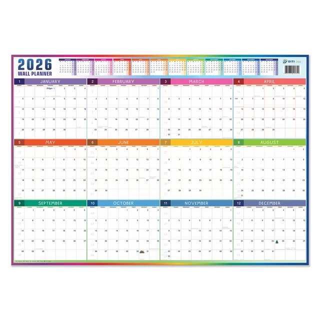 2026 WALL PLANNER | A1 (84x59cm) Full Year Jan-Dec 2026 | UK & Ireland ...