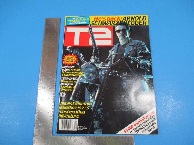 VINTAGE T2 MAGAZINE 1991 Arnold Schwarzenegger & Linda Hamilton M3424 ...