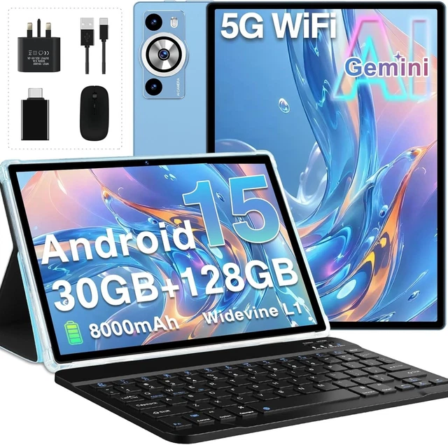 2025 TABLET 10 Inch Android 15 Gemini AI, 30GB RAM+128GB ROM, Face ID,Bundle £85.00 - PicClick UK
