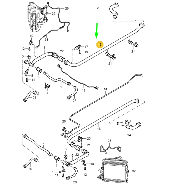 PORSCHE 911 997 GT3 Cooling System Feed Water Pipe 99710665104 NEW ...