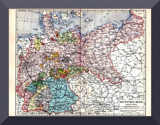 ALTE LANDKARTE +DEUTSCHES Reich+ 1888 +Ostpreußen, Schlesien, Pommern ...