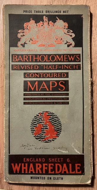 BARTHOLOMEW’S HALF INCH Map of Wharfedale 1930 Vintage £7.99 - PicClick UK