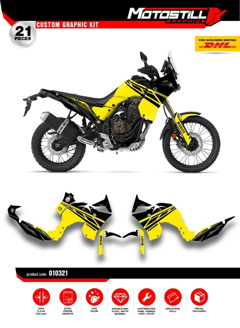 YAMAHA T7 TENERE 700 Yellow Black Full Graphic Sticker Set Decal Wrap ...