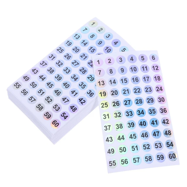 50 PCS CONSECUTIVE Number Inventory Labels Stickers Round Circular ...