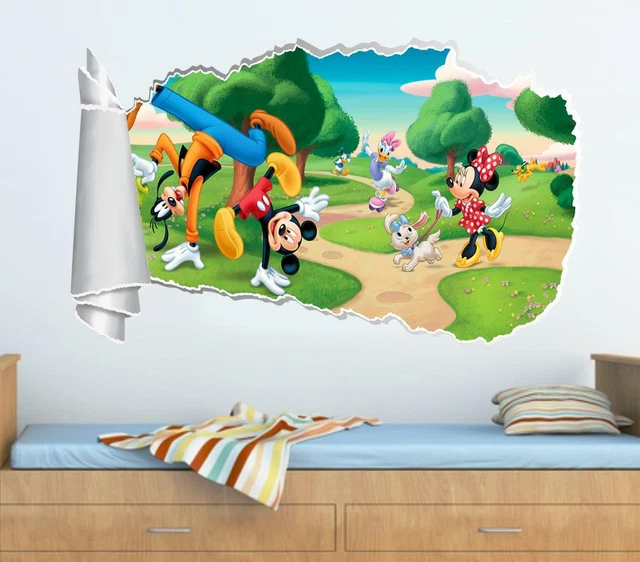 MICKEY MOUSE & Friends Disney 3D Torn Hole Ripped Wall Sticker Decal ...