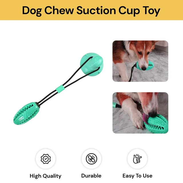 INTERACTIVE CHEW TOY Rubber Pet Molar Bite Floor Suction Cup Dog Balls ...